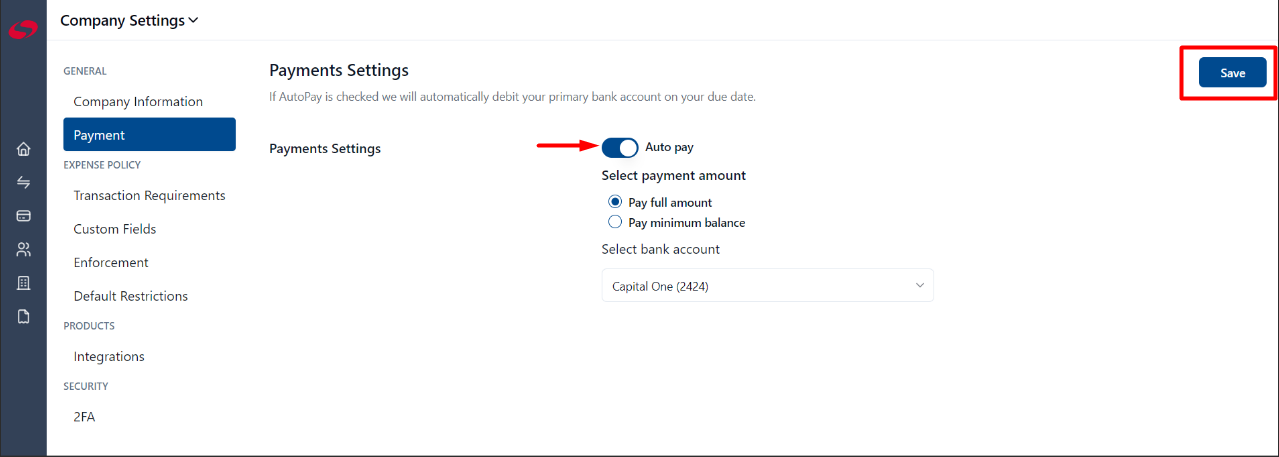 How to set up automatic payments – Visionary Corporate Card